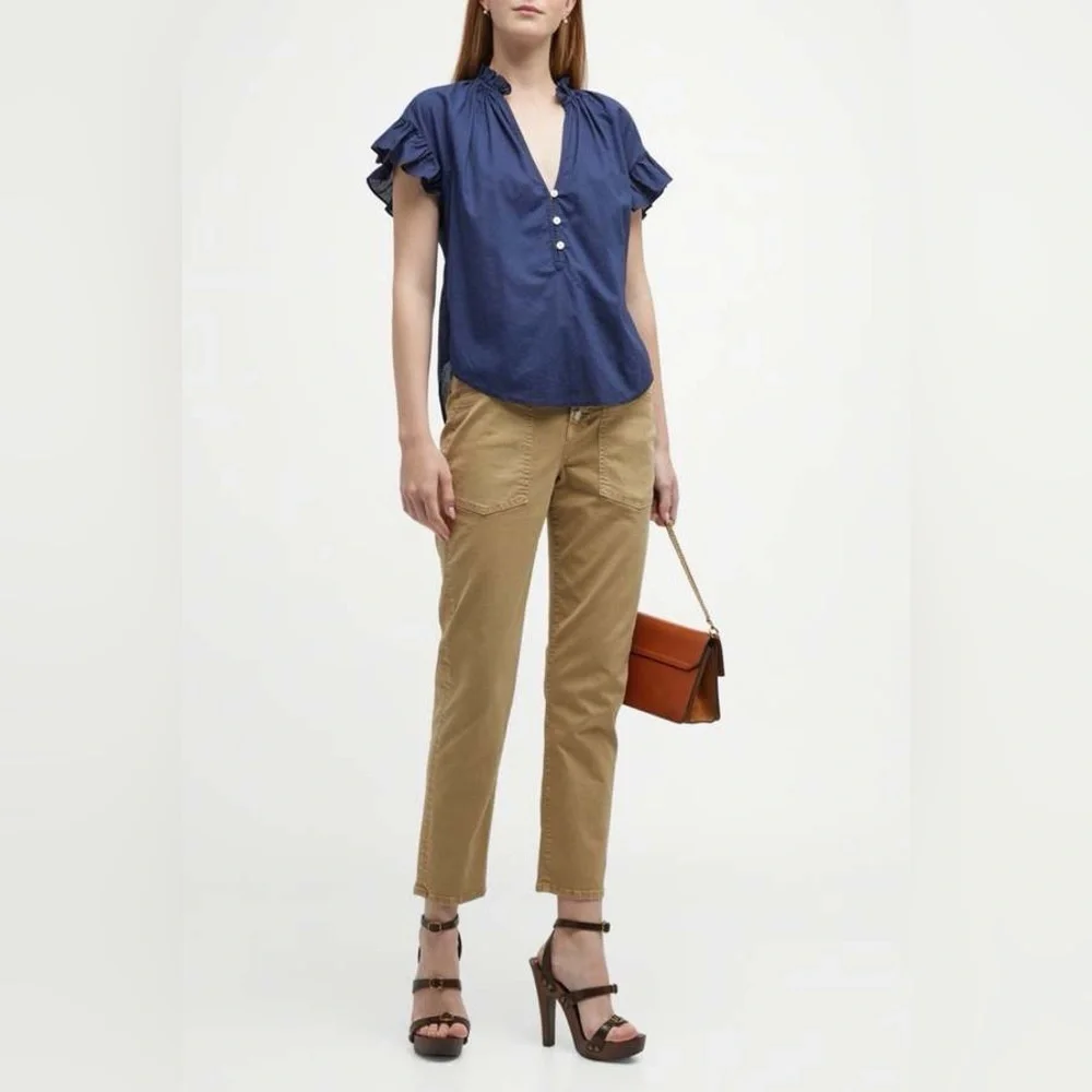 Veronica Beard | Tops | Veronica Beard Milly Shirt Marine Ruffles Size ...